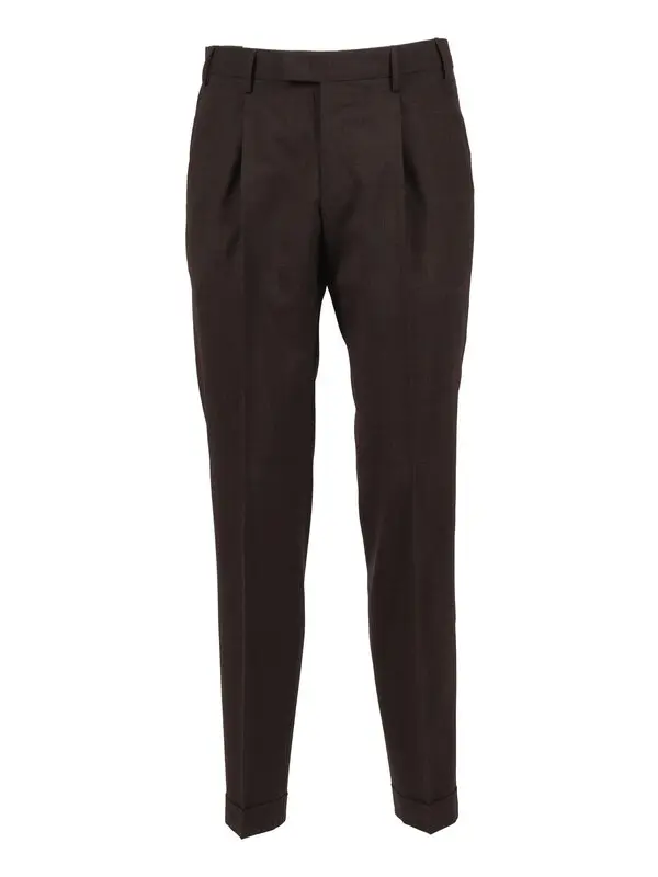 PT TORINO Pleated Trousers With Flap Pockets And Turn Up - Red