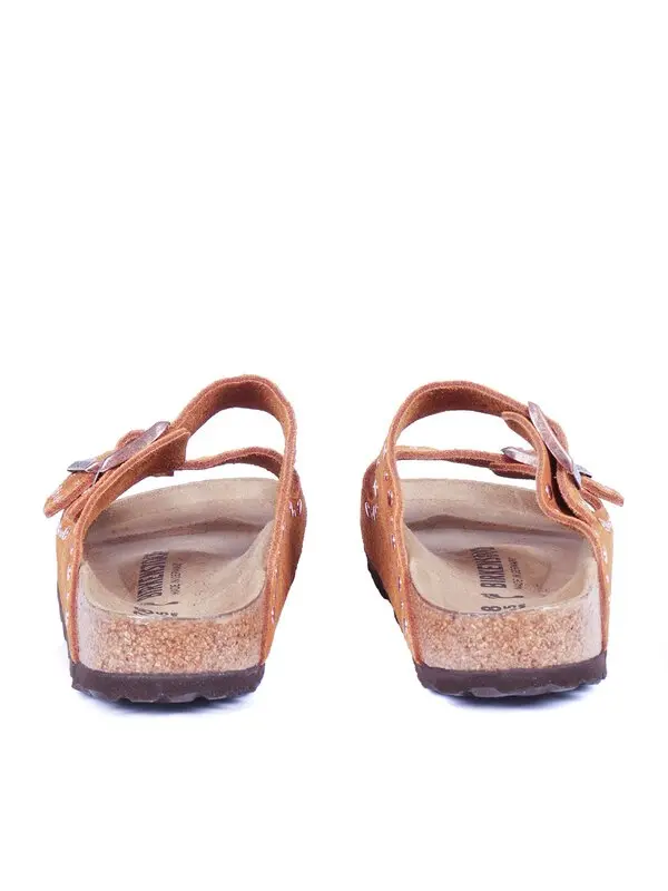 BIRKENSTOCK Arizona Rivet Suede Leather Sandals - Red