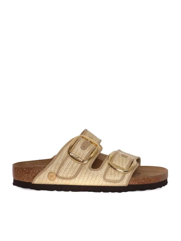 BIRKENSTOCK Arizona Big Buckle Raffia Sandals - Gold