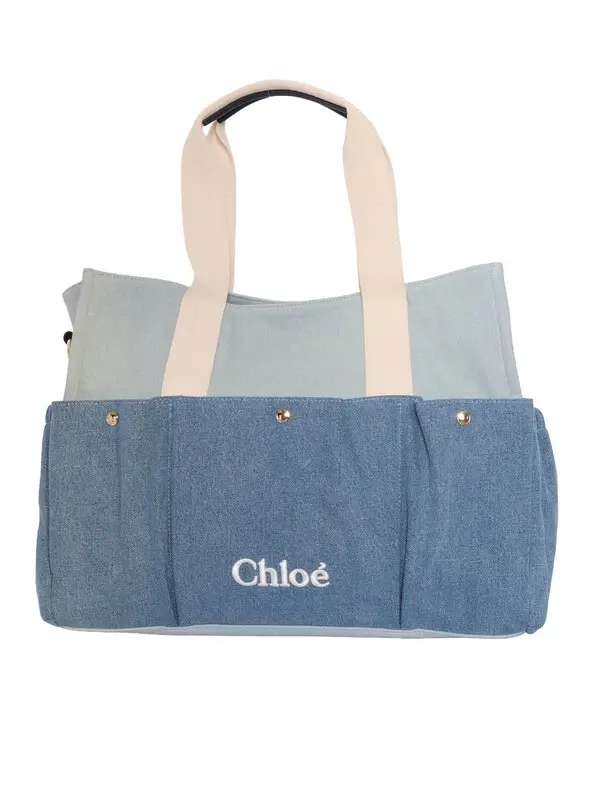 Chloé Cotton And Jute Diaper Bag - Blu