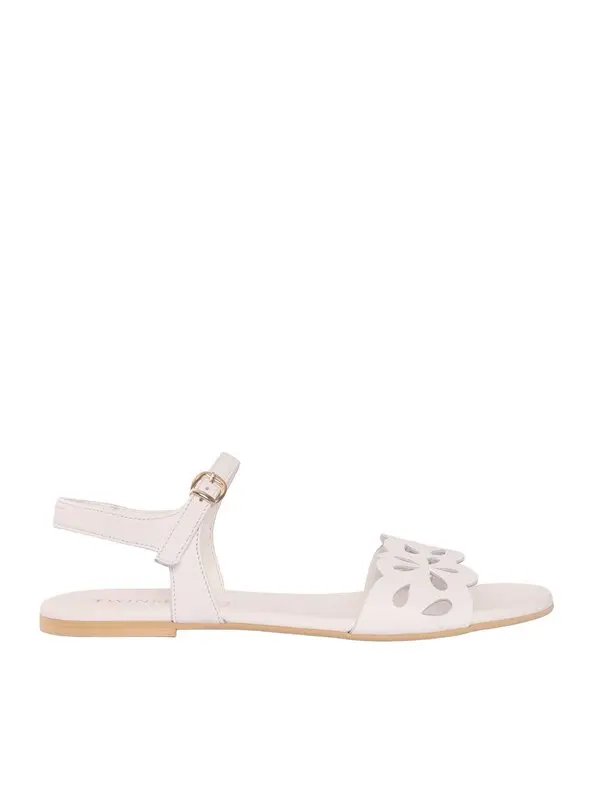 TWIN SET GIRL Leather Sandals - White