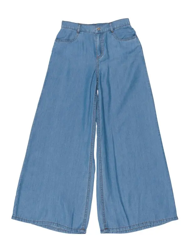 TWIN SET GIRL Cropped Chambray Pants