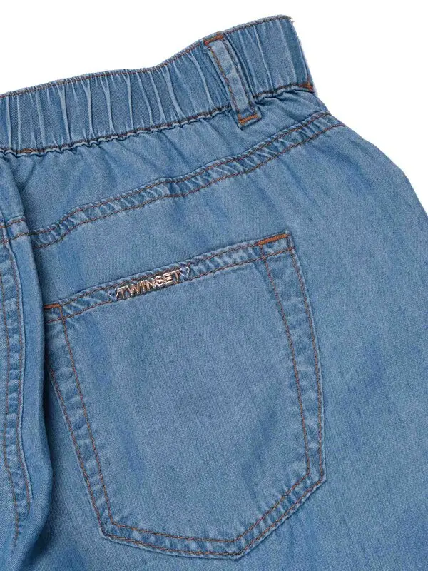 TWIN SET GIRL Cropped Chambray Pants