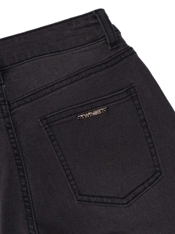 TWIN SET GIRL Wide Leg Denim Pants