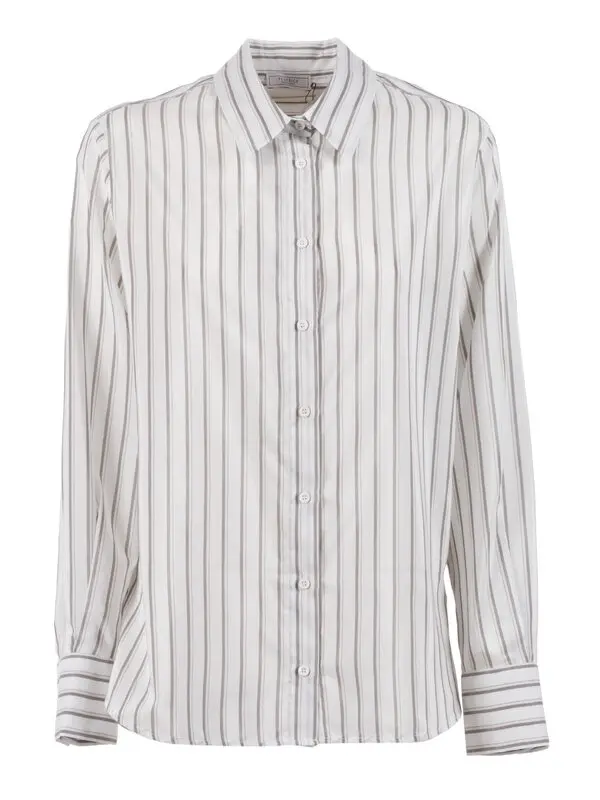 Peserico Striped Button-down Blouse - Red