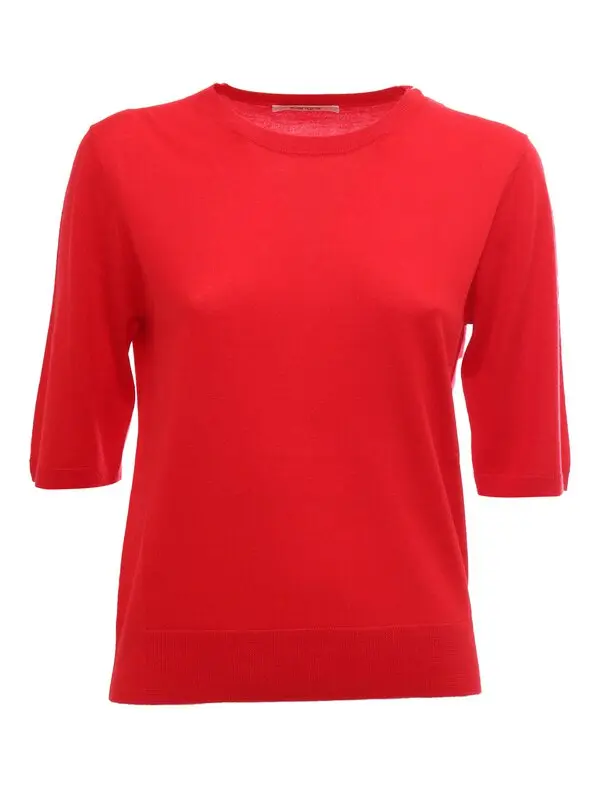 KANGRA Elbow Sleeve Knit Top - Red