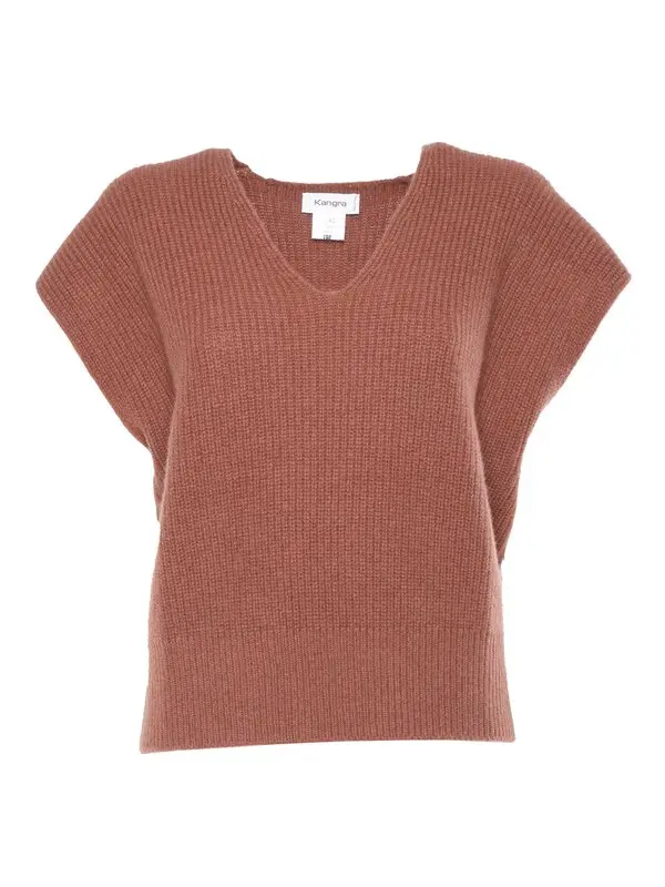 KANGRA Ribbed Knit Top - Red