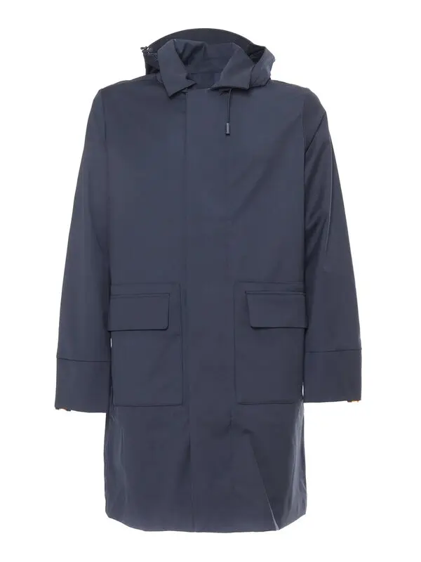 K-WAY Poirol Tech Wool Blend 3/4 Length Coat - Blu