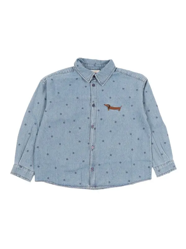 MINI RODINI Denim Long Sleeve Shirt - Blu