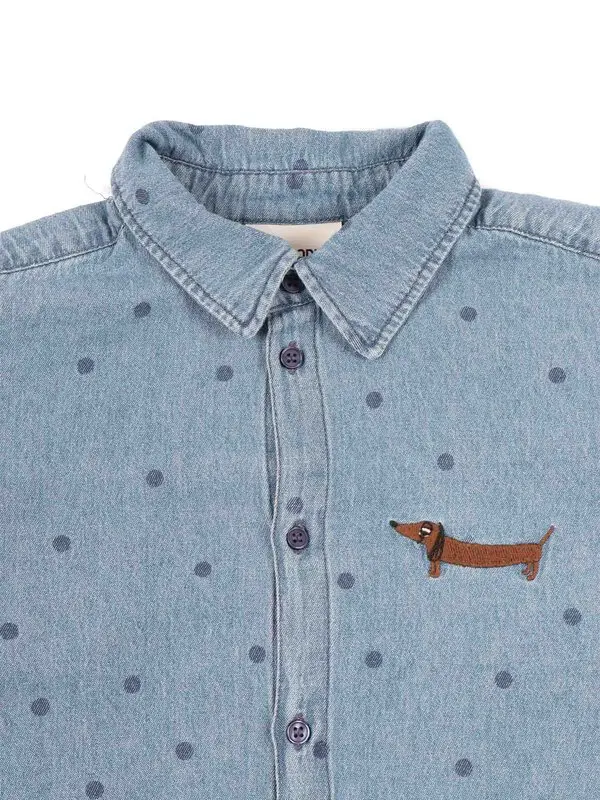 MINI RODINI Denim Long Sleeve Shirt - Blu