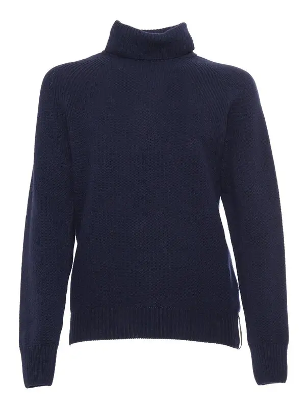 K-WAY Merino Wool Turtleneck Sweater - Blu