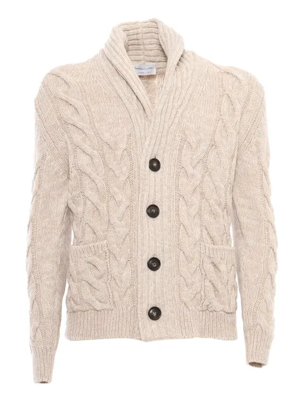 SETTEFILI CASHMERE Treccia Mista Shawl Collar Cardigan