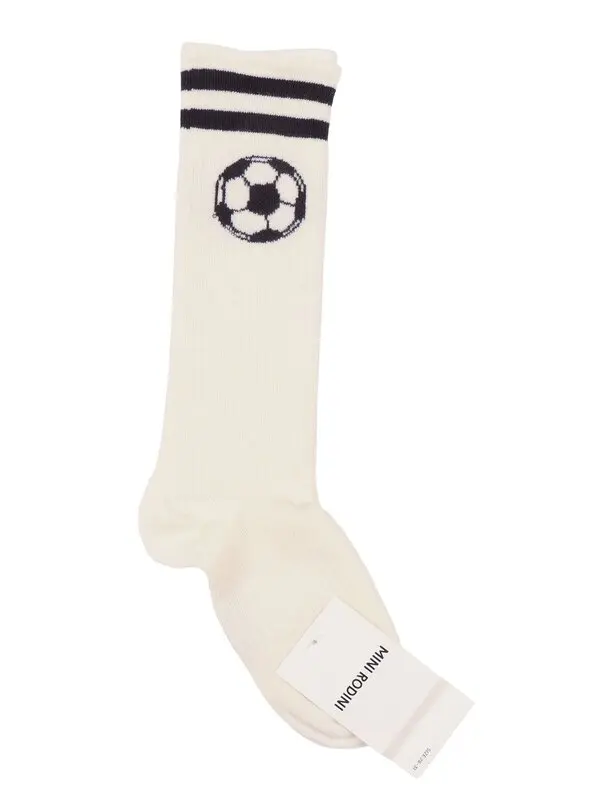 MINI RODINI Football Knee High Socks - White
