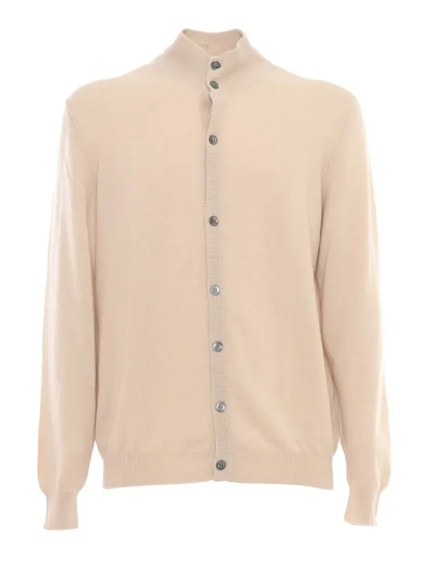Fedeli Knitted Buttoned Long-sleeve Sweater - Gold