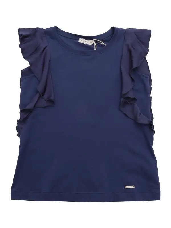 Monnalisa Sleeveless Jersey Top - Blu