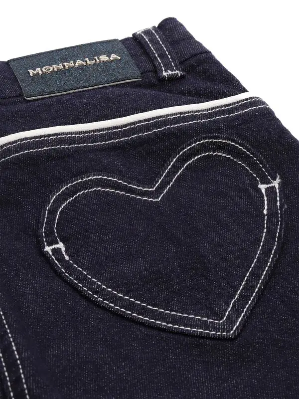 Monnalisa Denim Trousers With Heart Pocket Detail