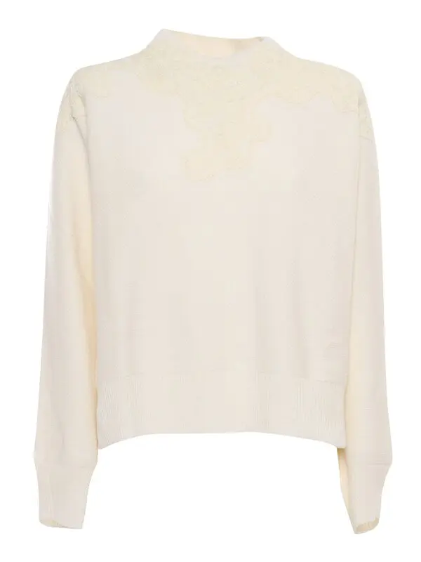 ERMANNO DI E.SCERVINO Knit Top With Lace And Embroidery