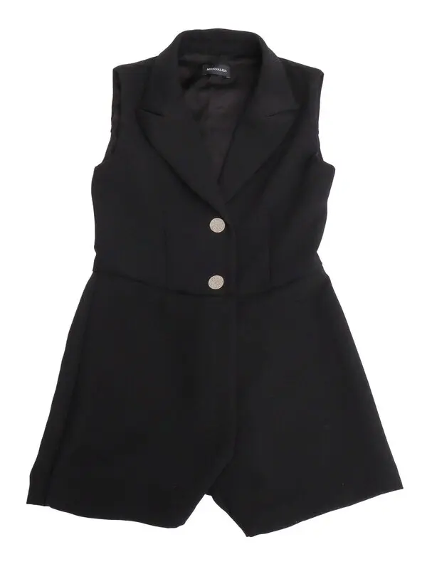 Monnalisa Tailored Sleeveless Blazer Dress With Double Button Detail - Red
