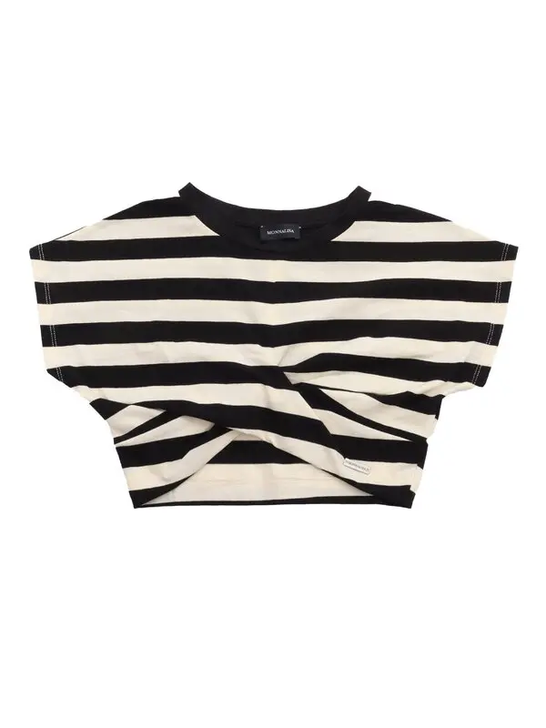 Monnalisa T-shirt Crop With Knot Detail