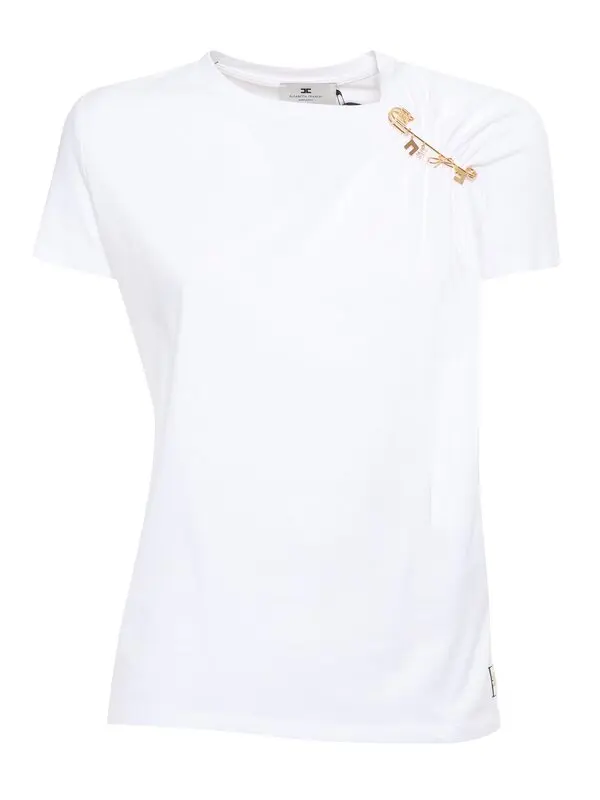 Elisabetta Franchi T-shirt With Brooch - White