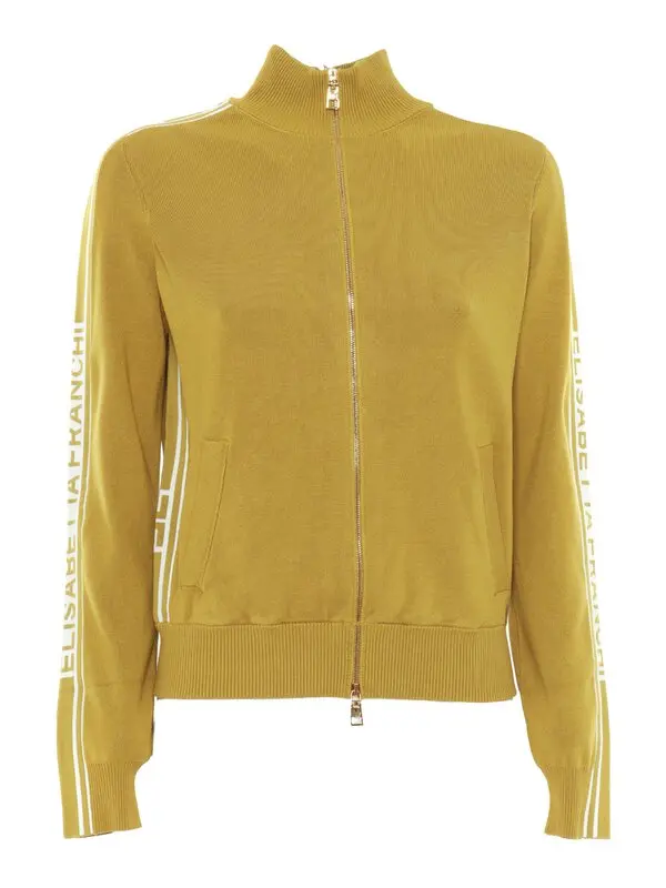 Elisabetta Franchi Tricot Top With Logo - Yellow