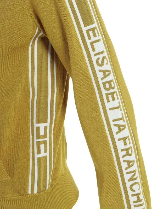 Elisabetta Franchi Tricot Top With Logo - Yellow