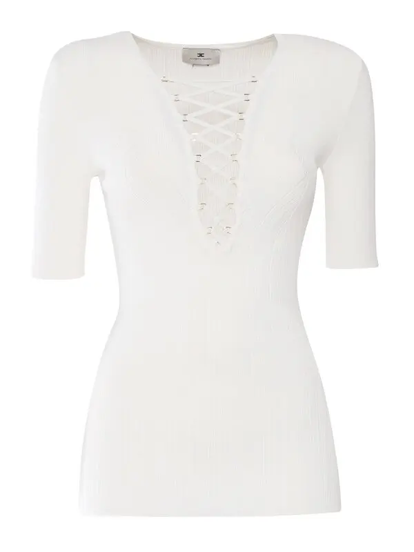 Elisabetta Franchi Tricot Knit Top - White