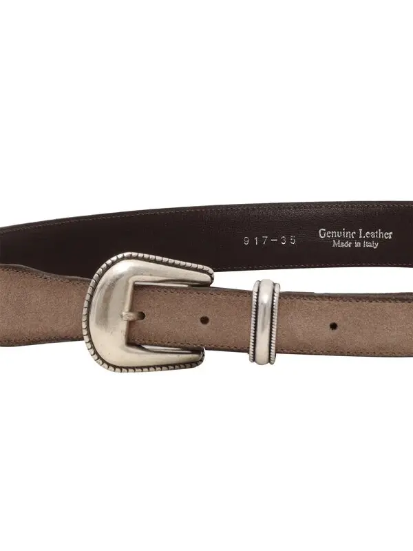 ALBERTO LUTI Suede Belt With Studded Detailing