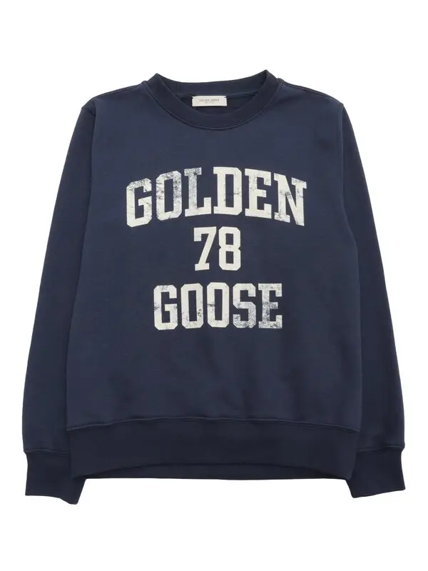 GOLDEN GOOSE Journey/ Crewneck Regular Sweatshirt/ Blend Cotton Fleece With Vintage Effect Print - Other, With A Wall Thickness