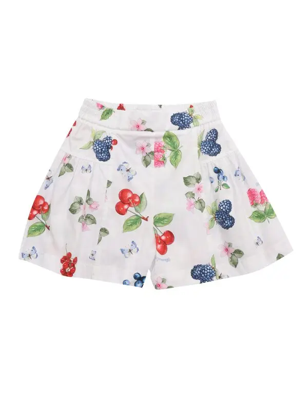 Monnalisa Printed Poplin Shorts - White