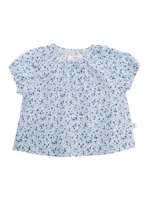 TEDDY & MINOU Floral Short Sleeve Shirt - Blue