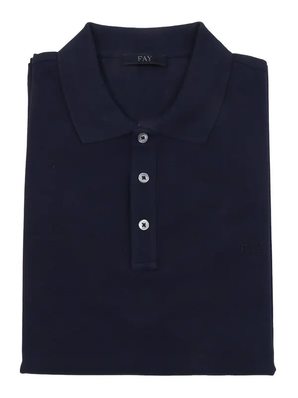 FAY Pique Stretch Polo - Blu