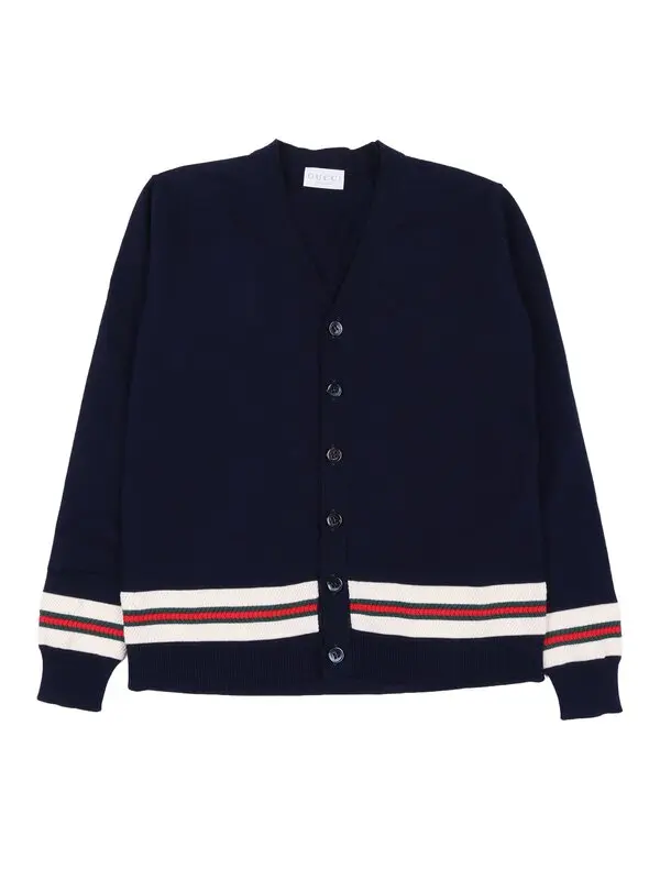 Gucci Long Sleeve Plain Cardigan - Blu