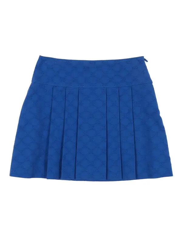 Gucci Textured Cotton Gg Skirt - Blu