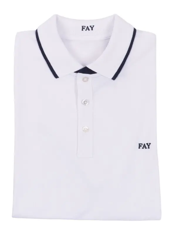 FAY Polo Db Collar Piquet Str. Stripes - White