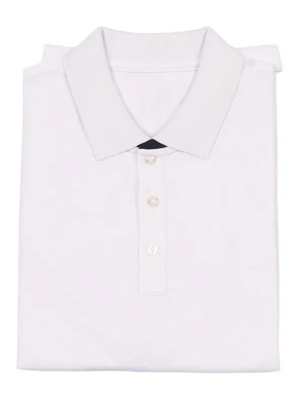FAY Polo Db Collar Piquet Str. Bicolor - White