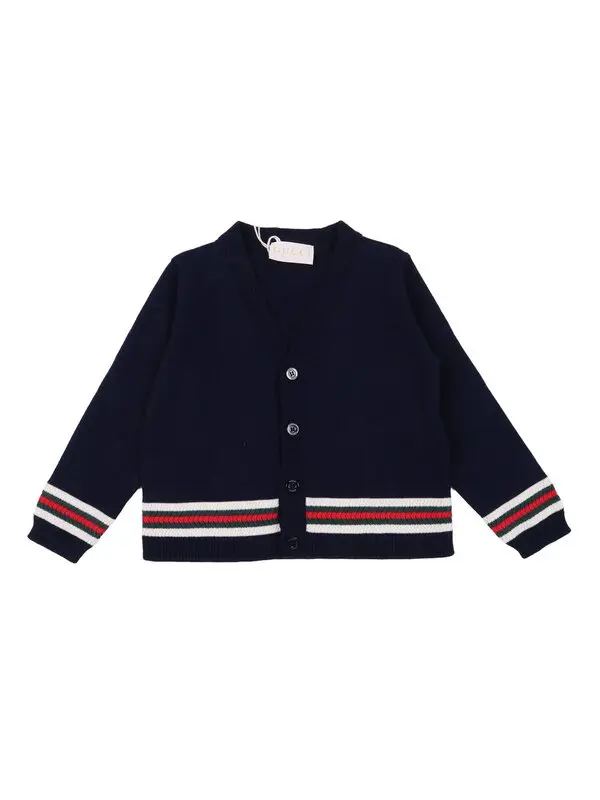Gucci Long Sleeve Plain Knit Cardigan - Blu