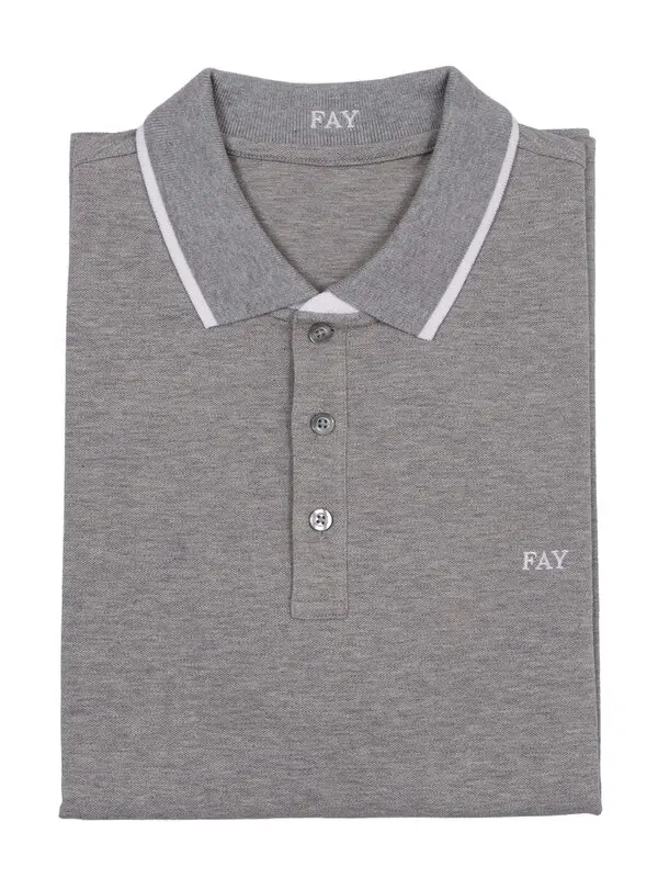 FAY Polo Shirt With Striped Collar - Other