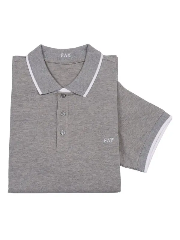 FAY Polo Shirt With Striped Collar - Other