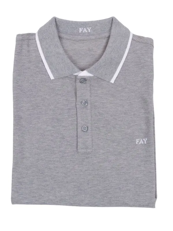 FAY Polo Shirt With Striped Collar - Other