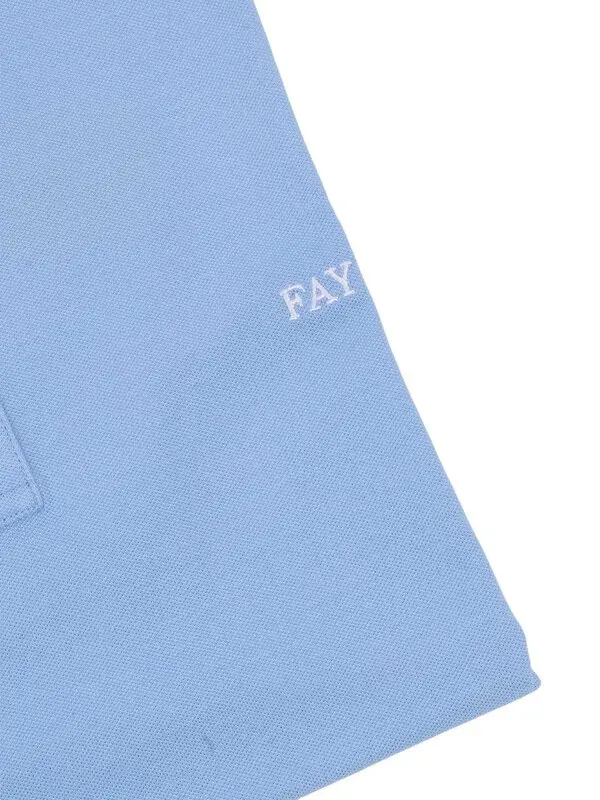 FAY Polo With Double Button Collar - Blue