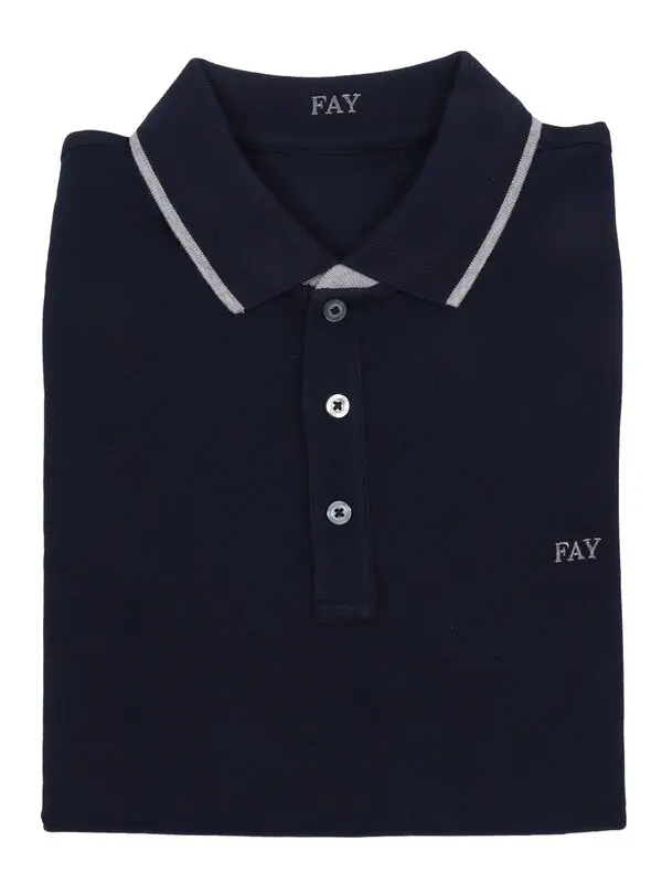 FAY Polo With Striped Details - Blu