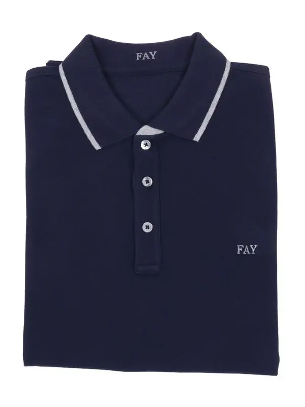FAY Polo With Striped Details - Blu