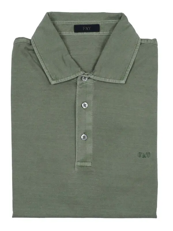 FAY Polo Jersey With Frosted Embroidery - Green