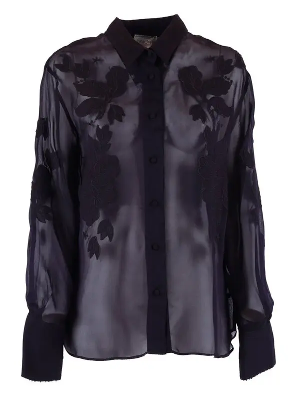 FORTE_FORTE Organza Ricamo 'iris Velvet' Camicia