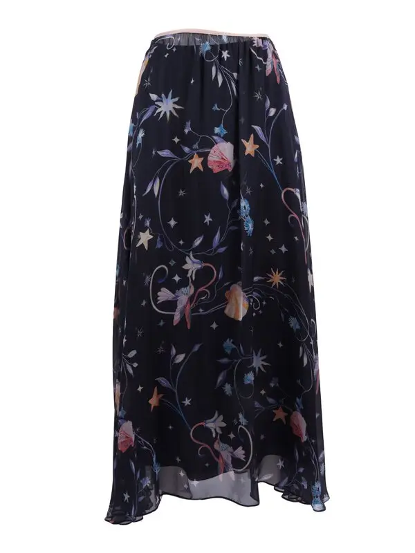 FORTE_FORTE Chiffon Stampa 'deliverance' Skirt - Blu