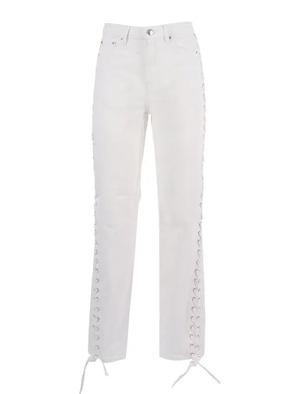 ROTATE BY BIRGER CHRISTENSEN Laced Raw Denim Jeans - White
