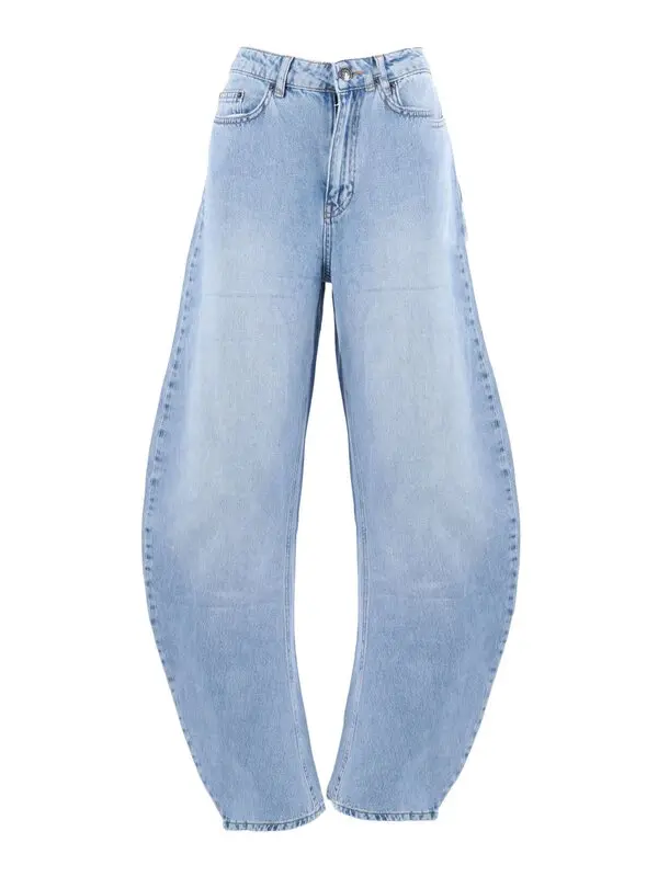 ROTATE BY BIRGER CHRISTENSEN Draped Barrel Leg Jeans - Blu