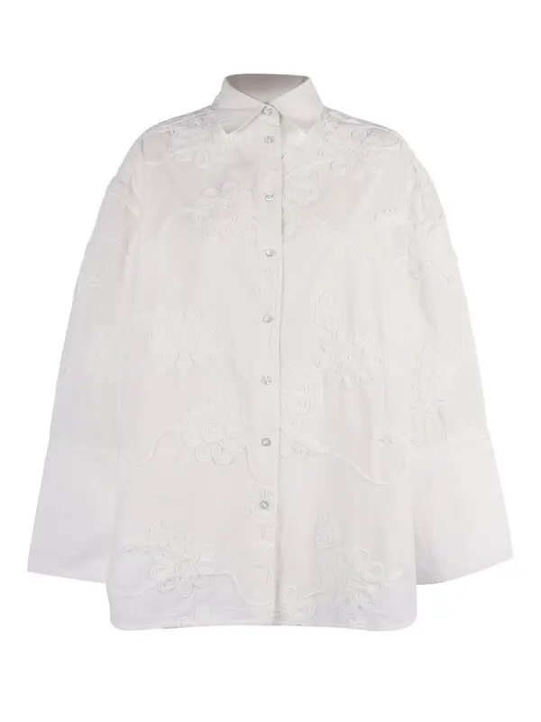 ROTATE BY BIRGER CHRISTENSEN Oversized Floral Shirt - White