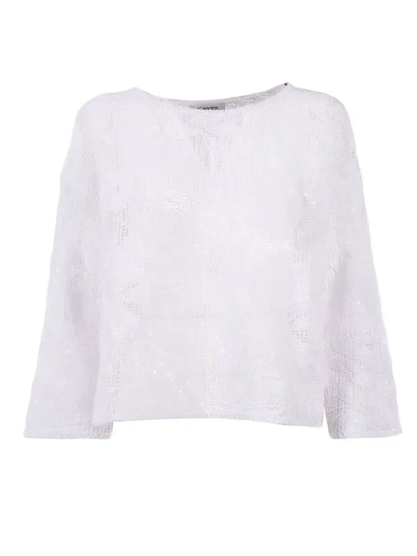 KANGRA Cornely Embroidered Sequin Top - White